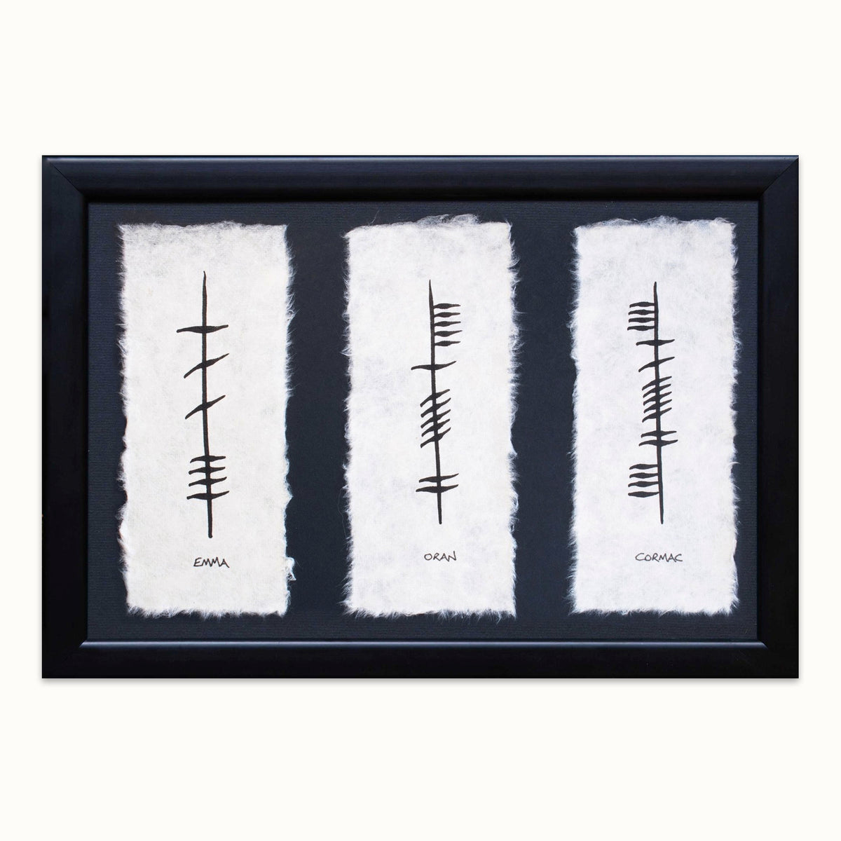 Ogham Three Name Family Plaque — Ogham Wish